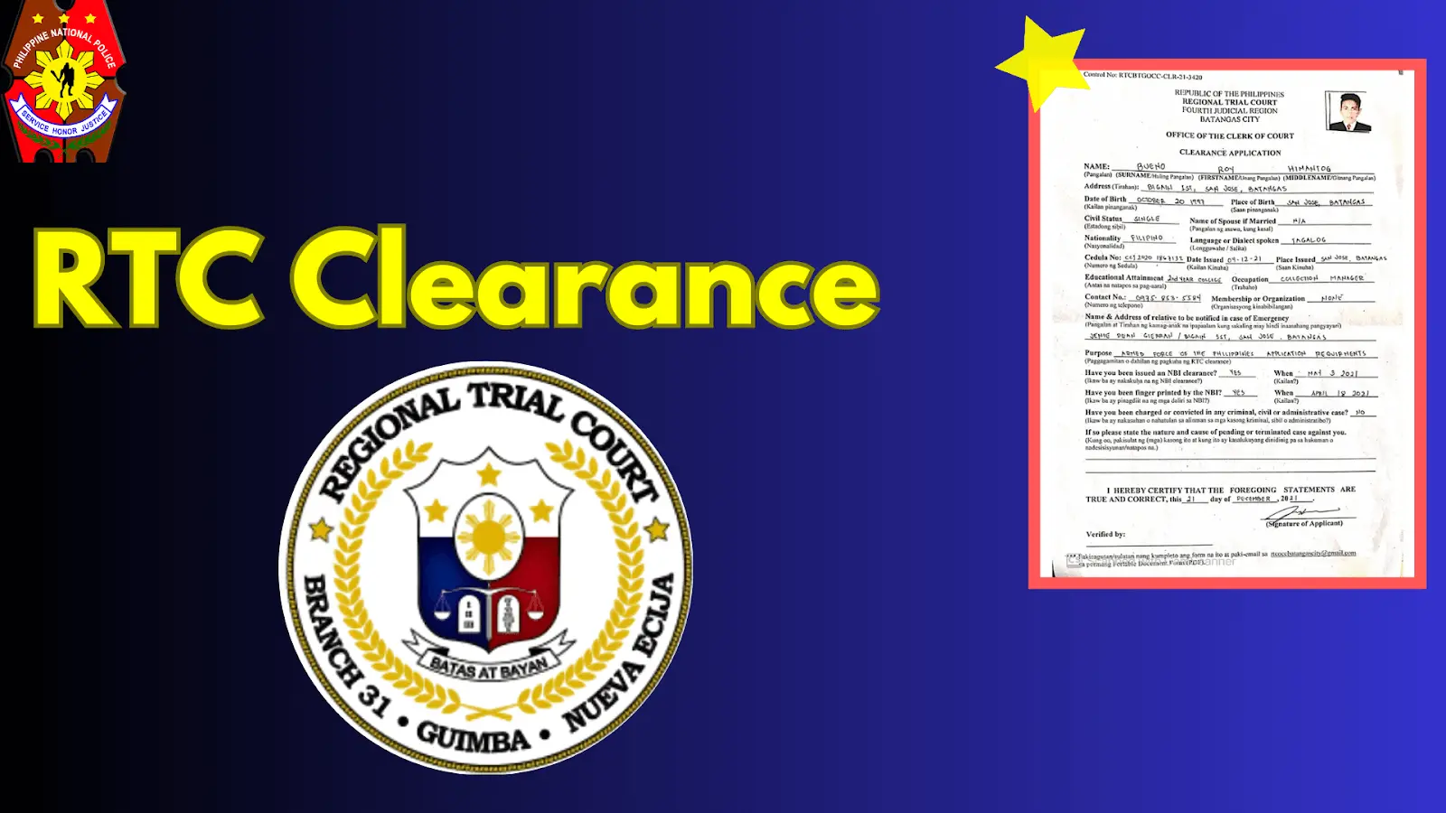 RTC Clearance Online Philippines 2025 - Police Clearance